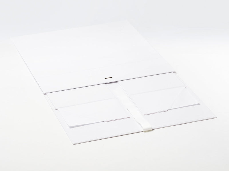 White A3 Deep Folding Hamper Gift Box with Changeable Ribbon - FoldaBox USA